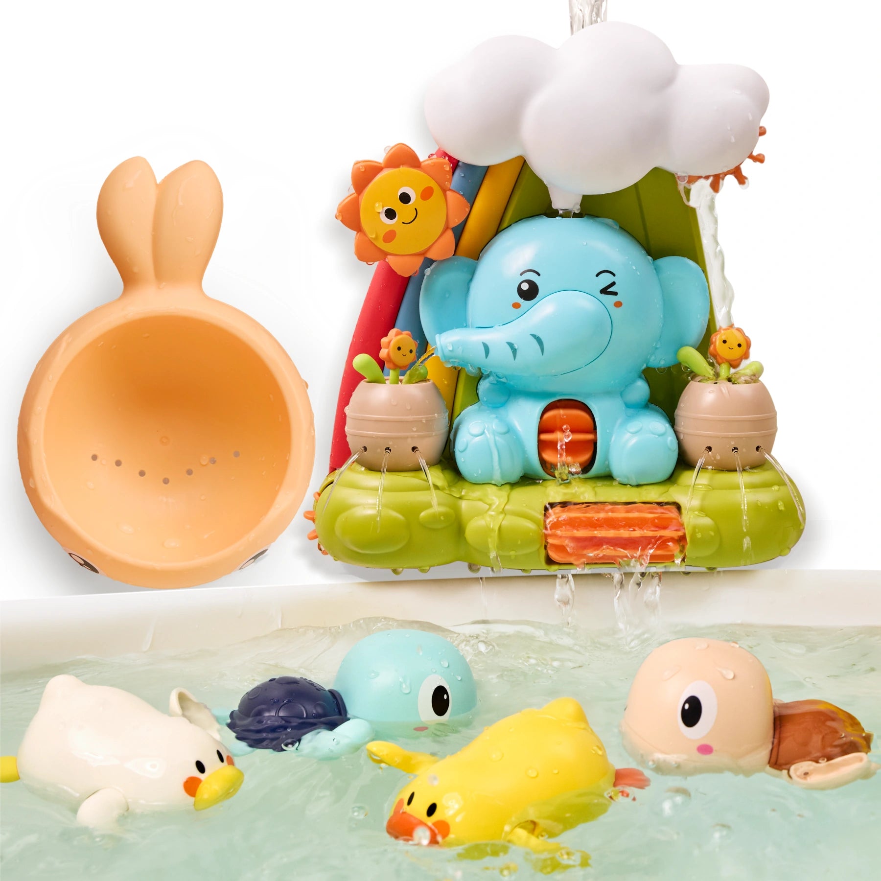 粘在墙上的交互式幼儿瀑布沐浴玩具套装 – Tumama Kids